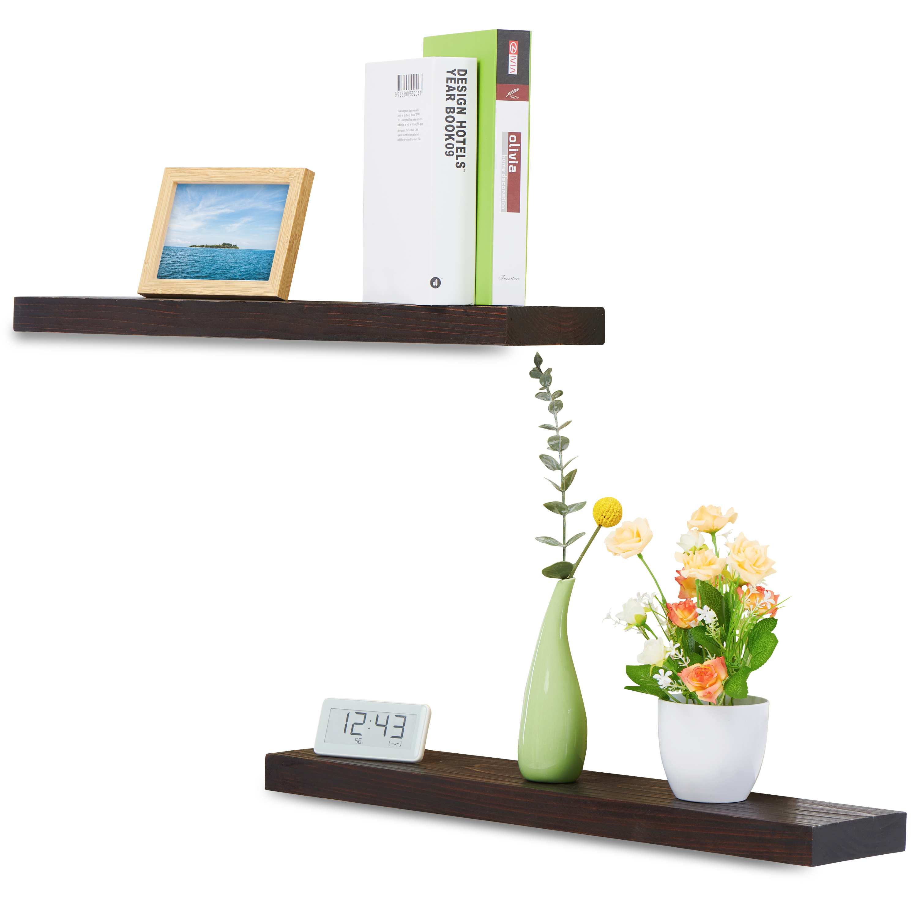 Dottingham Collection 16 Inch Solid IPE Ironwood Shelf with Gallery ...