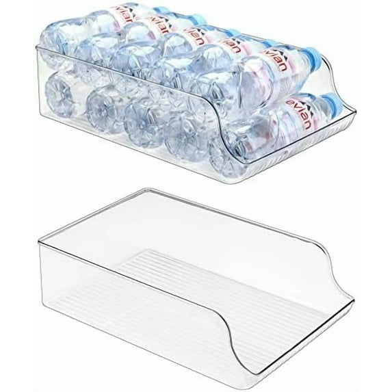 2 Pack 16.9 oz Water Bottle Dispenser Organizer for Refrigerator ...