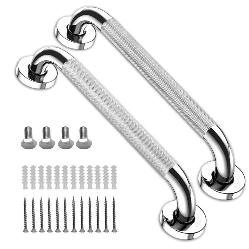 2 Pack 16 Inch Anti Slip Shower Grab Bar Handle, Chrome Stainless Steel ...