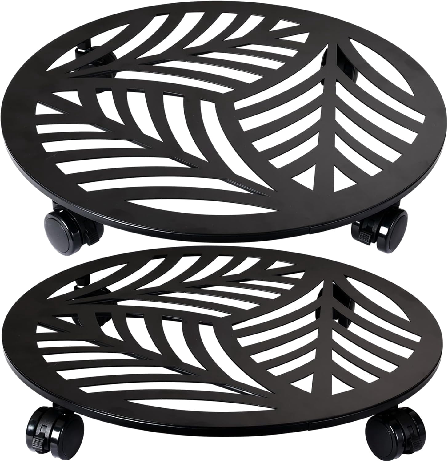 2 Pack 16 Inch Extra-Large Black Metal Wheeled Plant Caddy with Locking ...