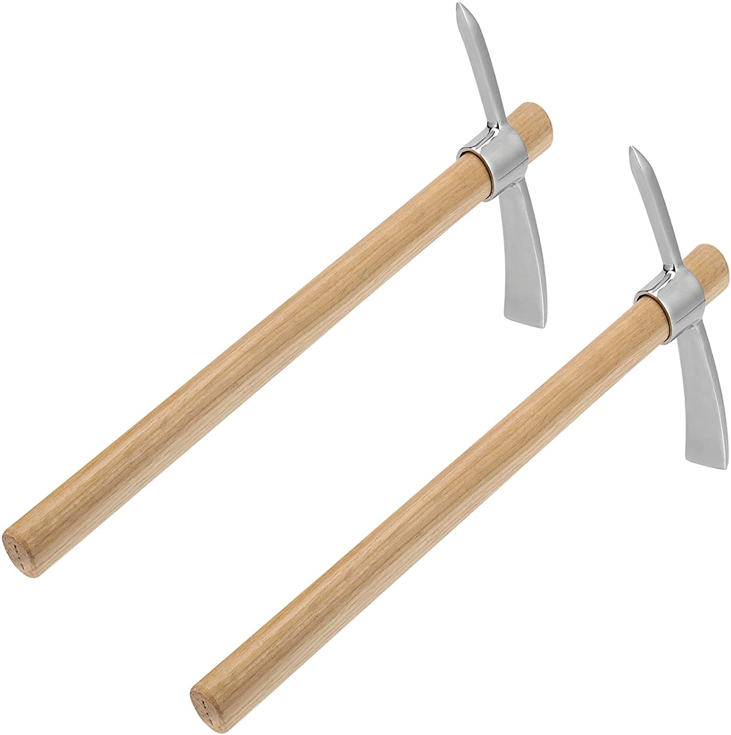 2 Pack 16 Inch Garden Pick Axe, Stainless Steel Hoe with Hardwood ...