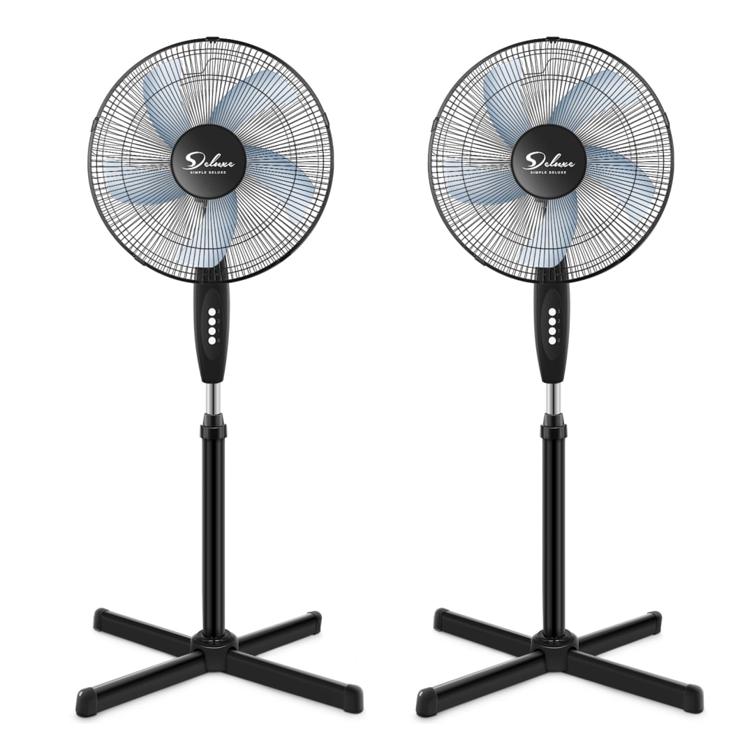 2-Pack 16 Inch High Speed Stand Fan, Adjustable Height Electric Fan ...