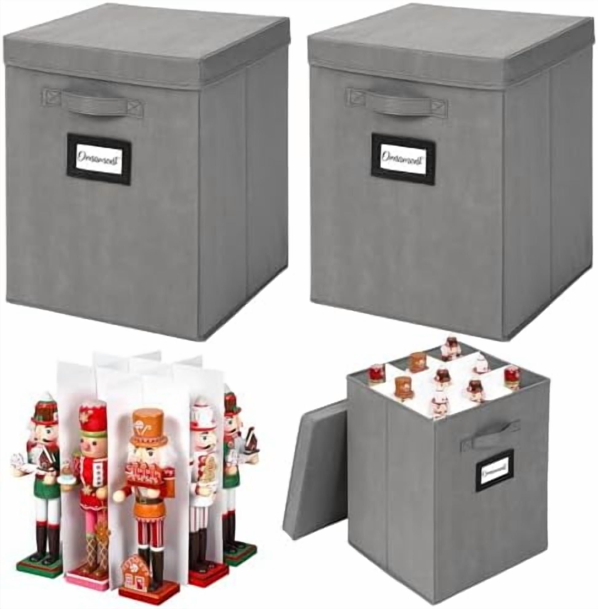 2 Pack 16 Inch Large Christmas Nutcracker Storage Box Hold 18 ...