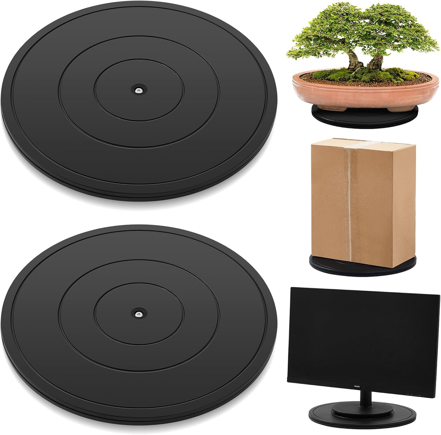 2 Pack 16 Inch Lazy Susan Turntable, 360 Degree Heavy Duty Rotating ...