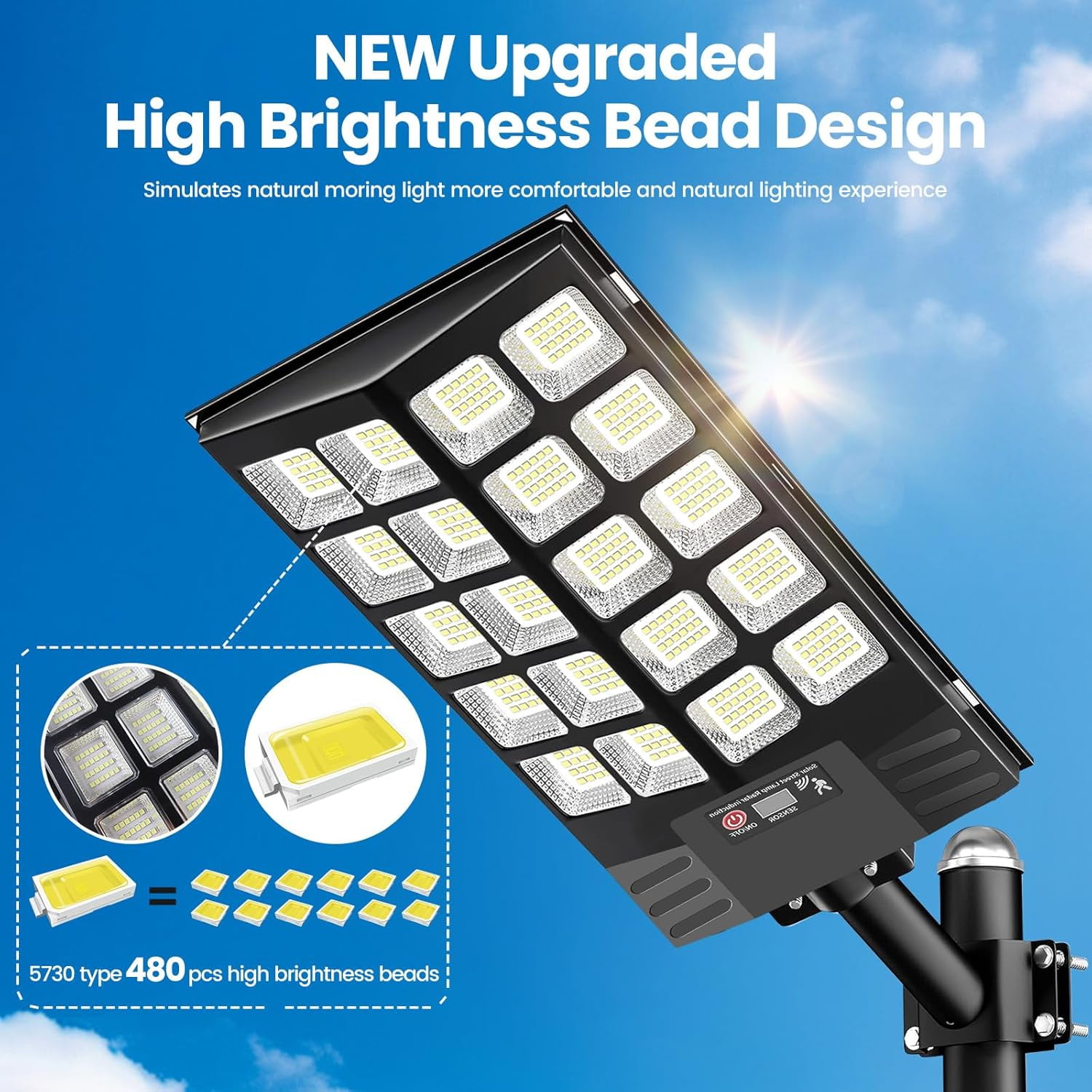 2 Pack 16" Large Solar Street Lights Outdoor Waterproof - Solar Powered ...