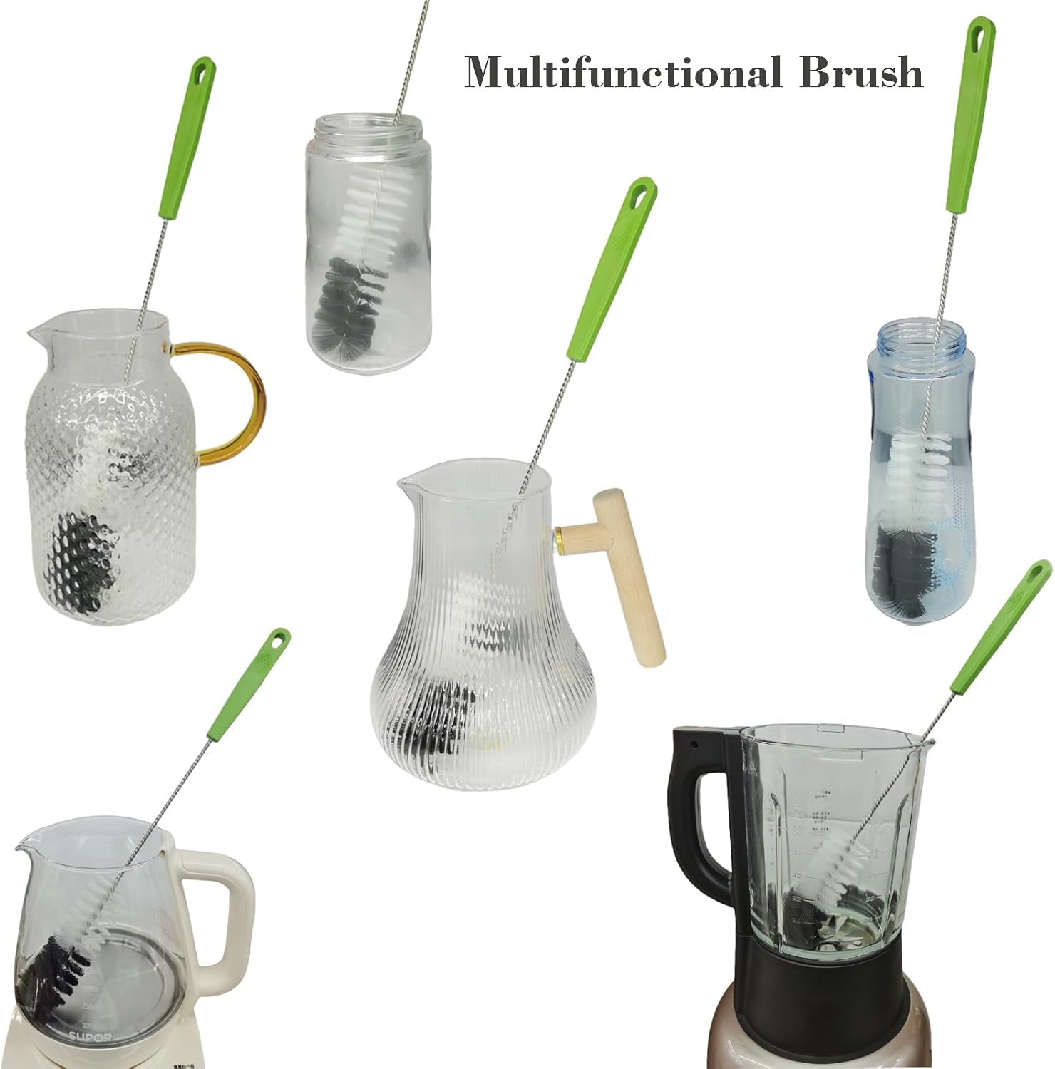 2 Pack 16" Water Bottle Brush for Cleaning, Long Handle Bottle Cleaner ...