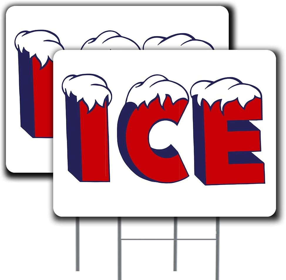 2 Pack 16" x 24" ICE Yard Sign - Double-Sided Print, with Metal Stakes ...