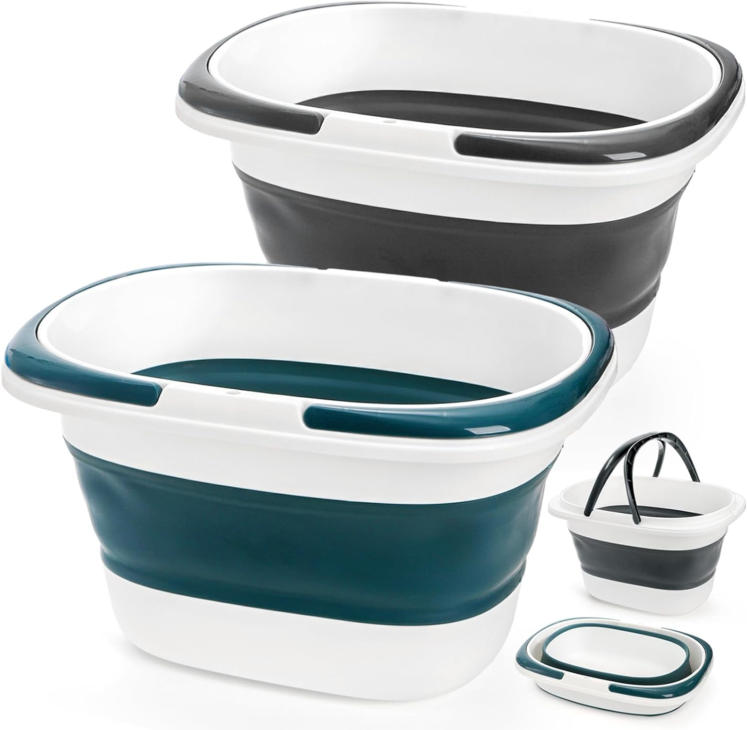 2 Pack 16L/4.2 Gallon Collapsible Plastic Bucket, Foldable Mop Bucket ...