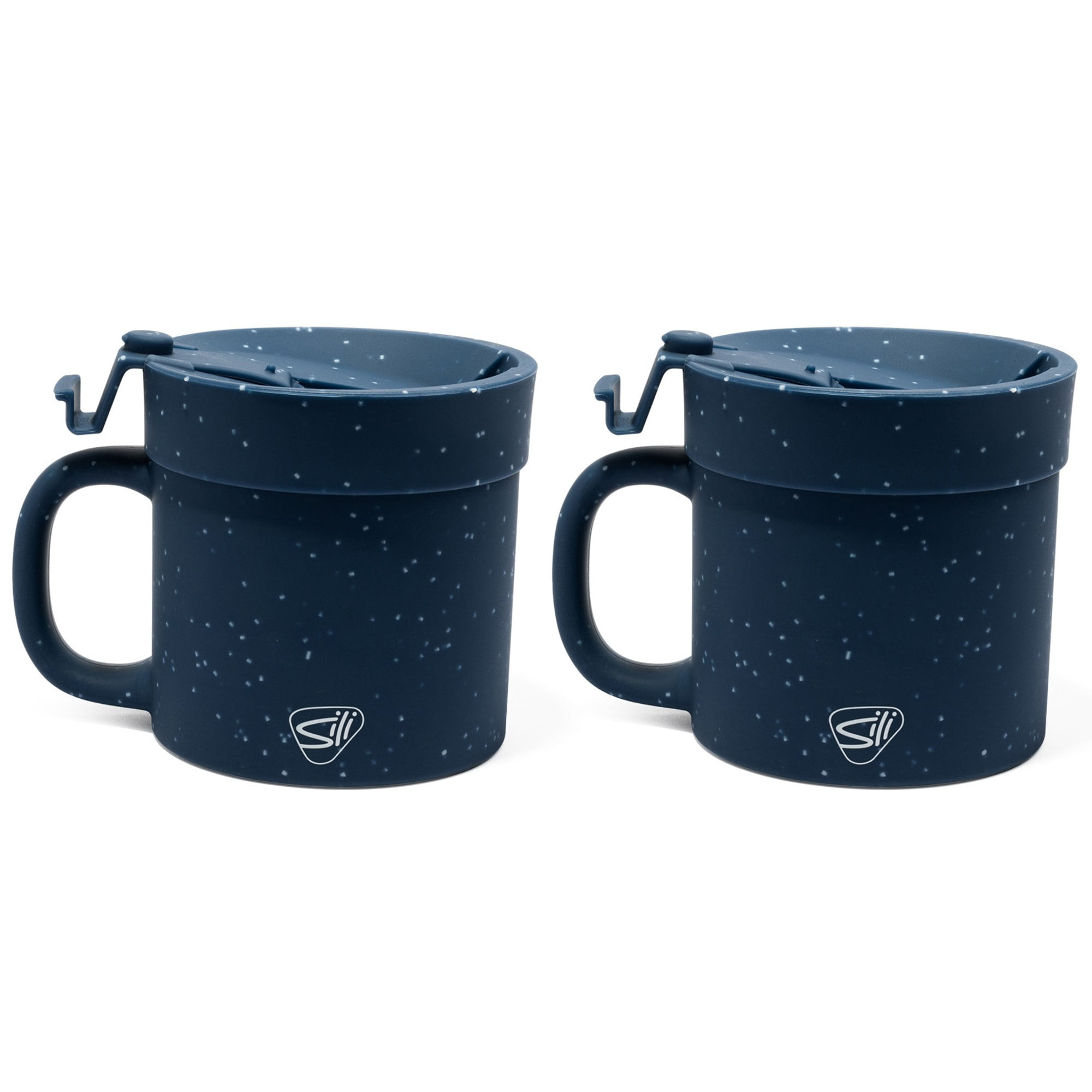 2 Pack 16oz Silicone Coffee Mug W/ Lid, Speckled Blue - Walmart.com