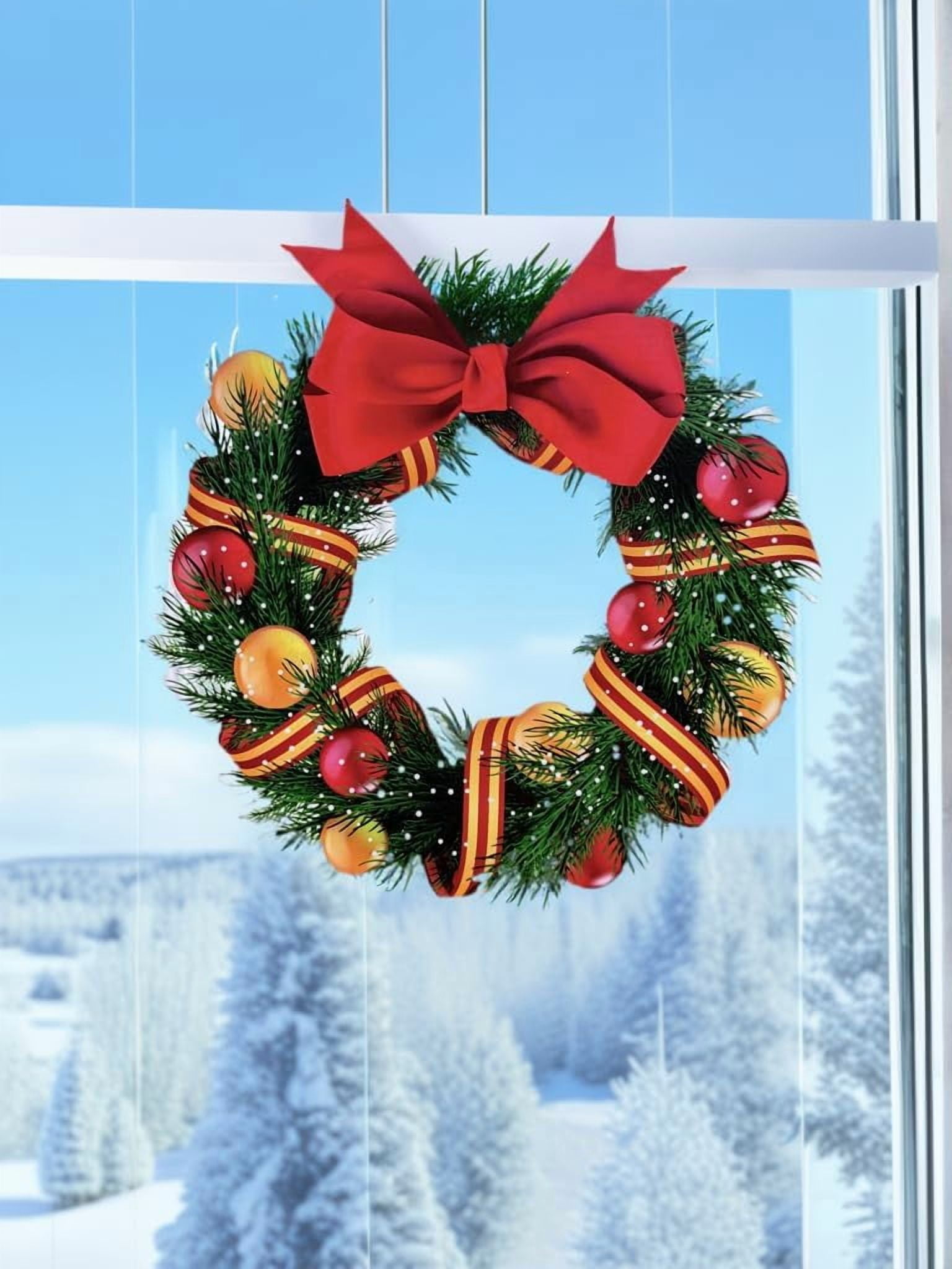2 Pack 16x16 Inch Static Window Clings, Reusable Christmas Decor with ...
