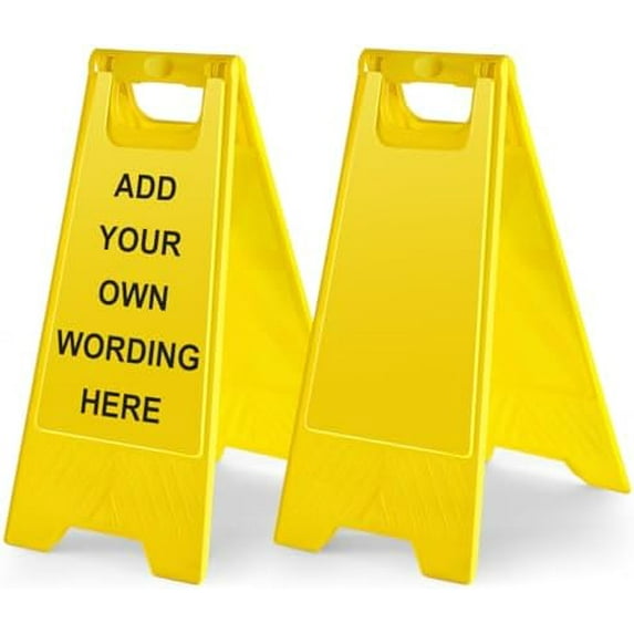 2 Pack 17.5 Inch Blank Floor Sign Yellow A-frame Foldable Caution Sign ...