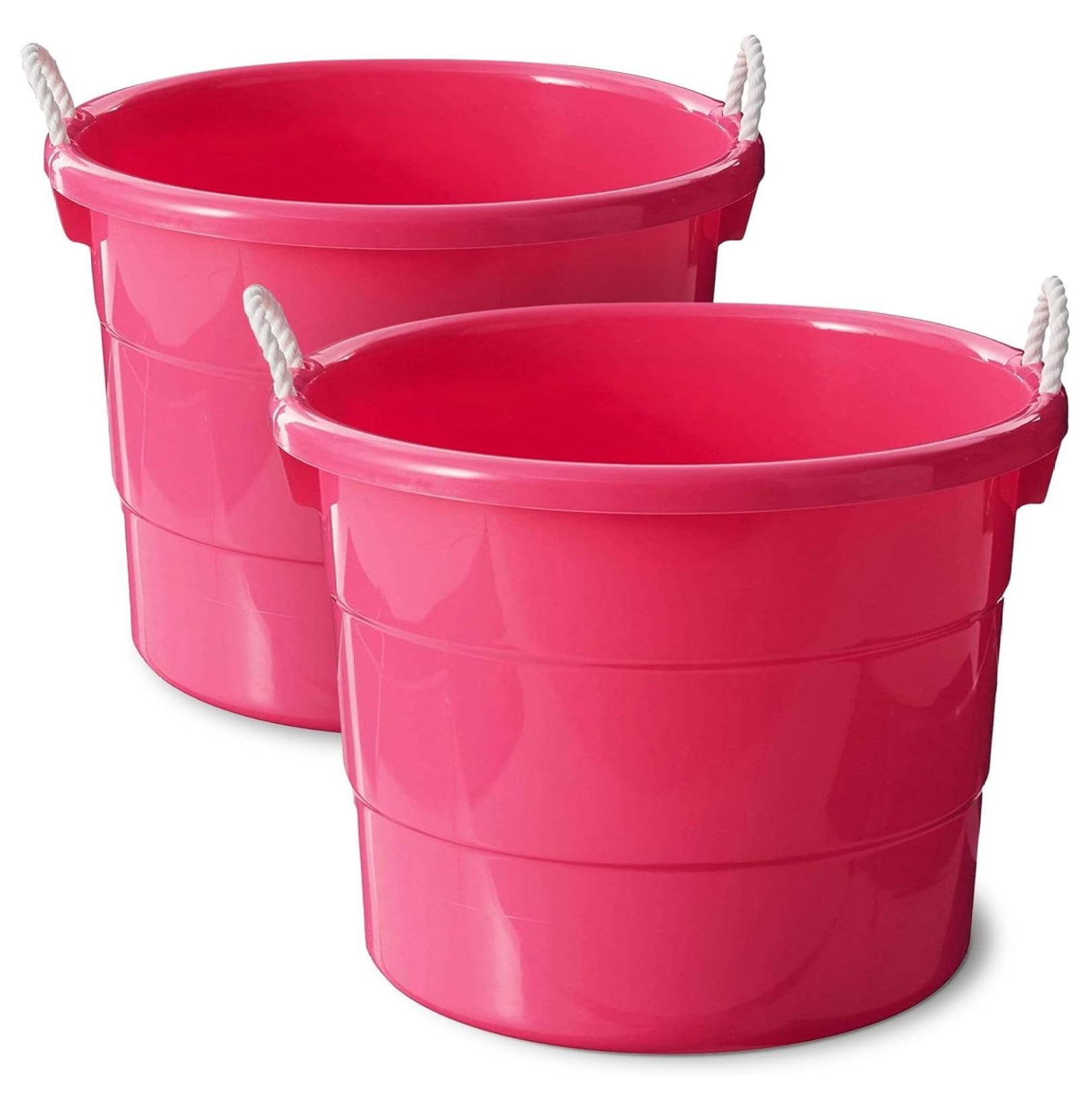 2 Pack of 17 Gallon Storage Buckets, Durable Plastic Containers, Sturdy ...