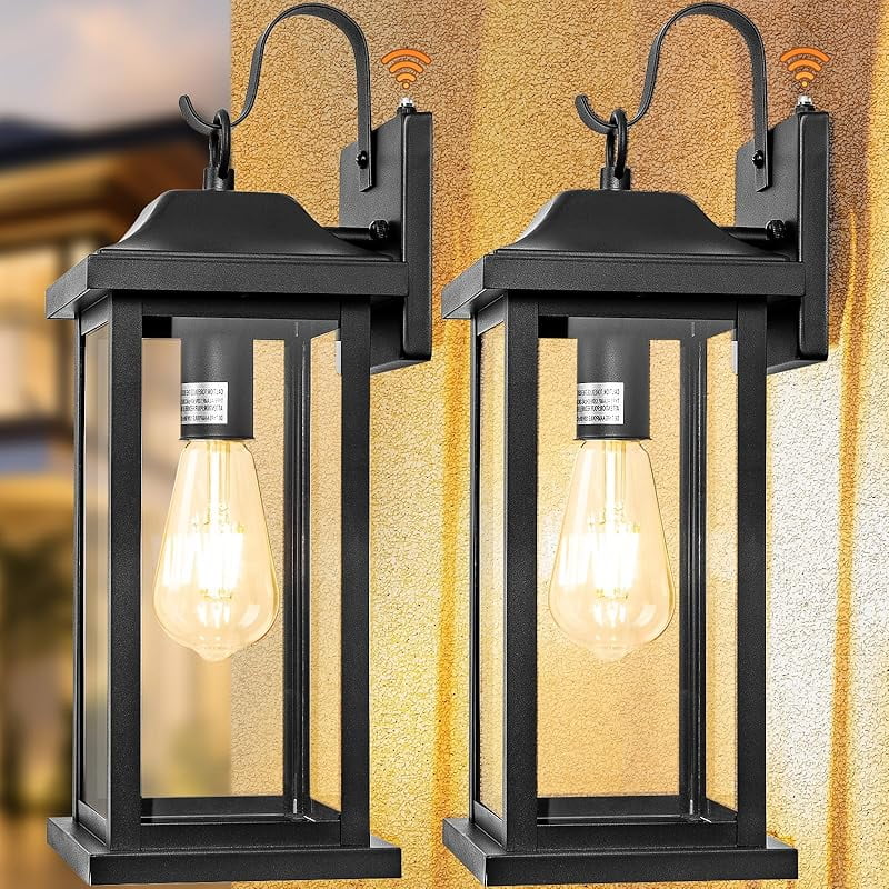 2-Pack 17 Inch Large Outdoor Light Fixtures, Exterior Matte Black Wall ...
