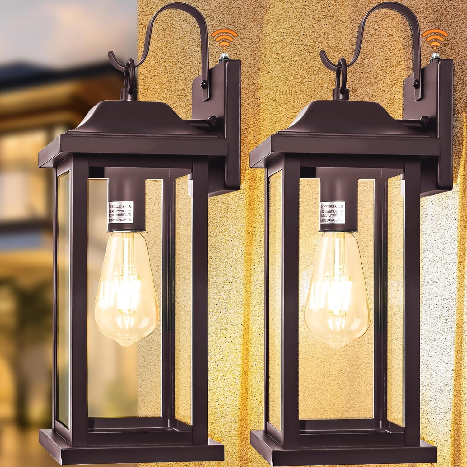 2-Pack 17 Inch Large Outdoor Light Fixtures, Exterior Matte Black Wall ...