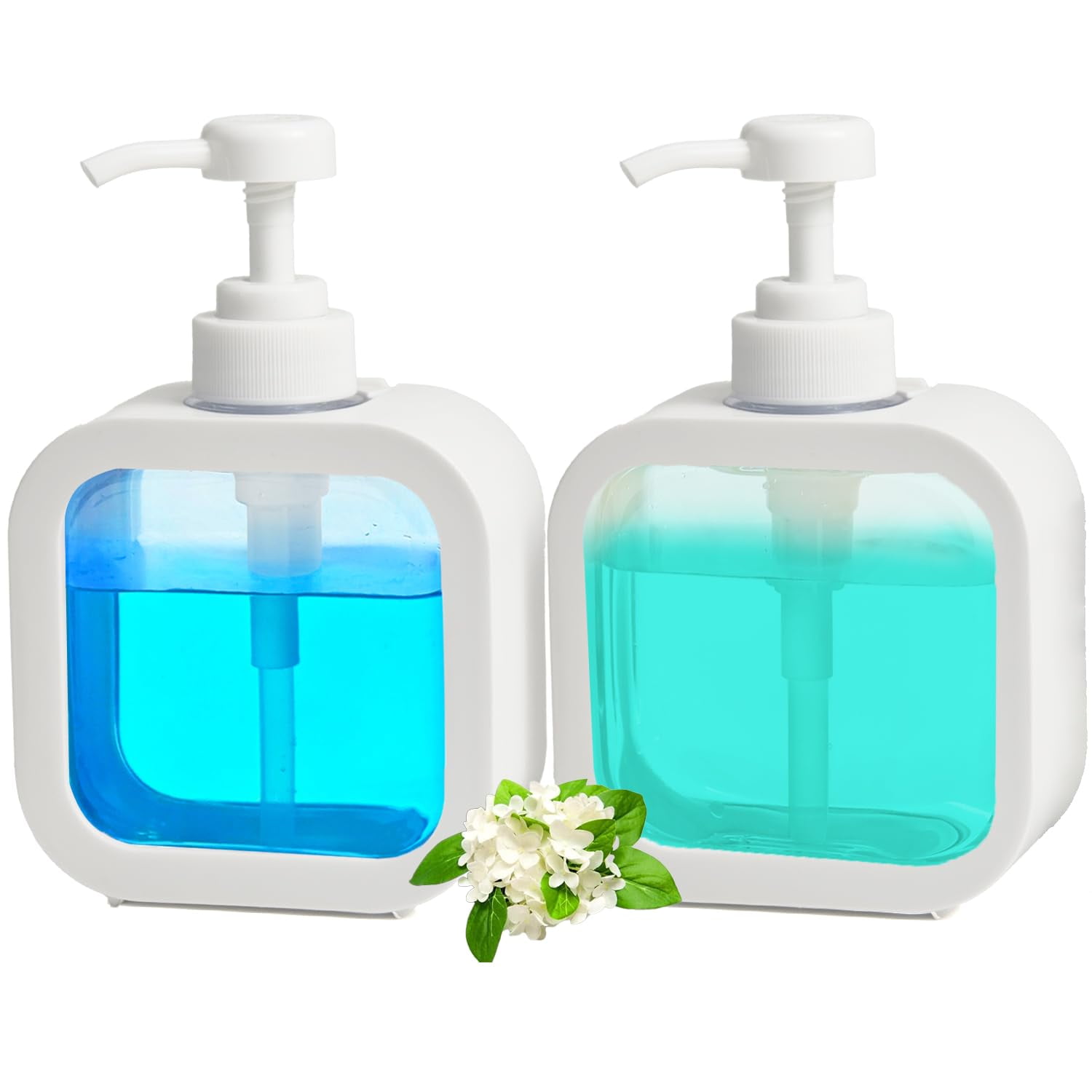 2-Pack 17oz (500ml) Refillable Soap Dispenser Set - Clear Removable ...