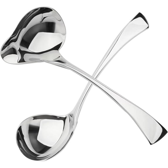 2-Pack 18/10 Stainless Steel Gravy Ladle, Sauce Ladle, with Pouring ...
