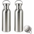2 Pack 18/8 Stainless Steel Water Bottle, 26OZ Single Wall Sports Water ...