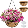 2 Pack 18 Inch Extra Large Deep Metal Hanging Planters with Coco Liners ...