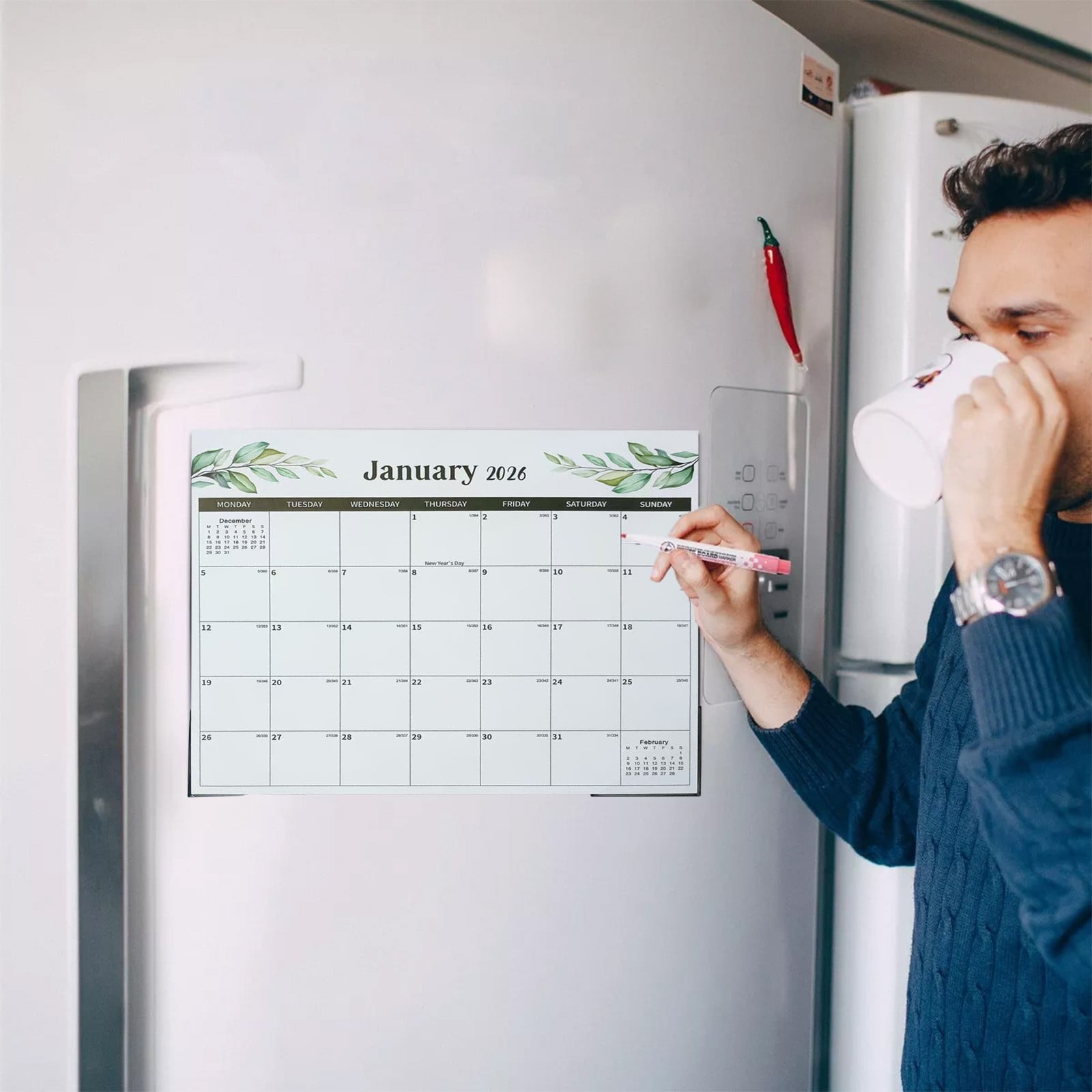 2 Pack 18-Month Magnetic Refrigerator Calendar 2026-2027, Dry-Erase ...