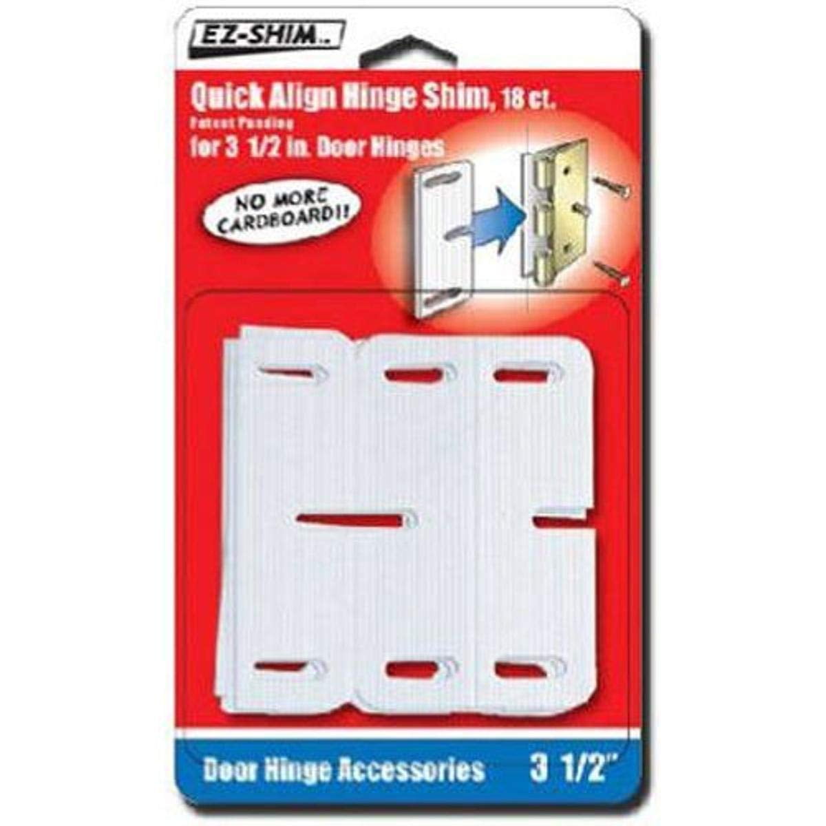 2 Pack (18 Per Pack) | EZ Shim HS350BP | Hinge Shims 3-1/2 Inch White ...