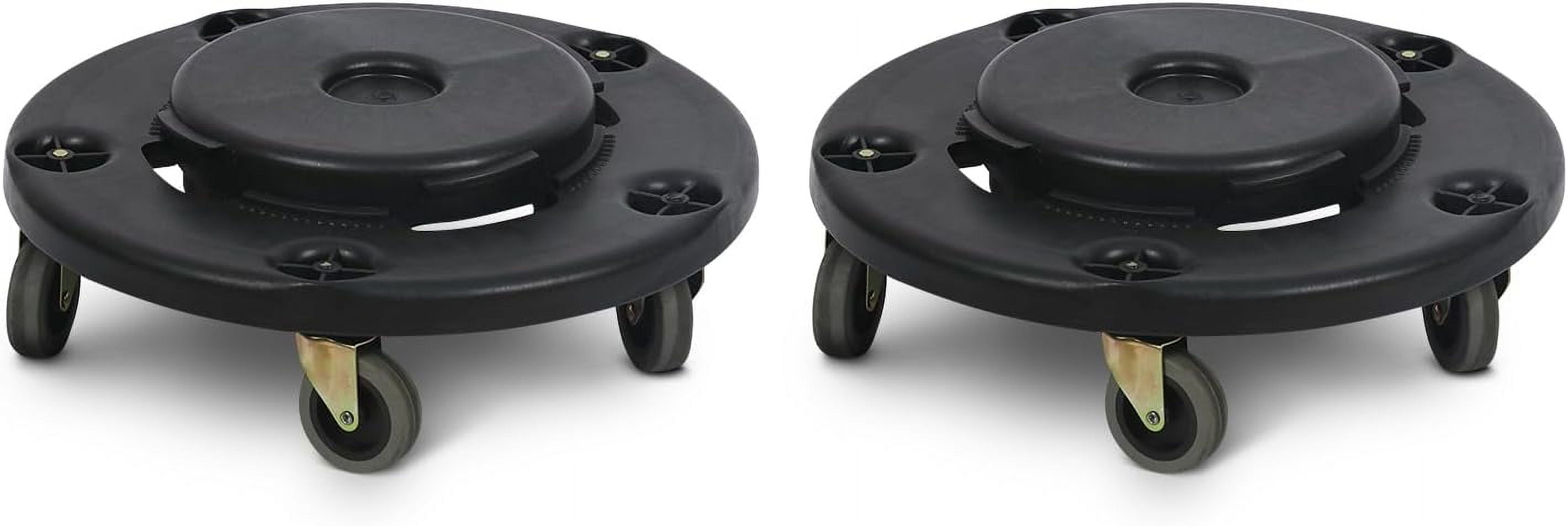 (2 Pack) 18" Trash Can Dolly with Wheels, Black Garbage Roller Base, Transports 20, 32, 44 and ...