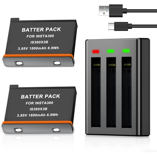 2-Pack 1800mAh Camera Batteries, 3 Channels Charging Station for Insta ...