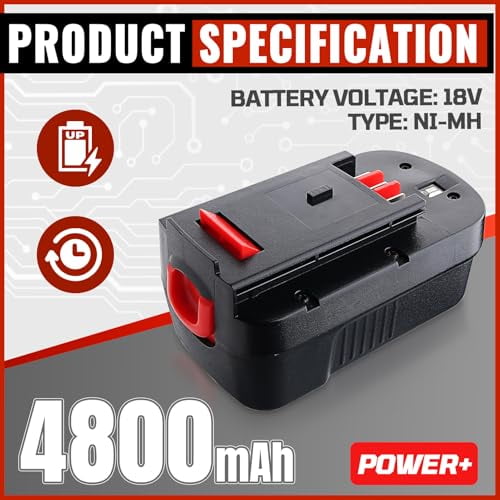 2 Pack 18V 4.8Ah Replacement for Black and Decker Cordless Power Tools Compatible with Black and ...