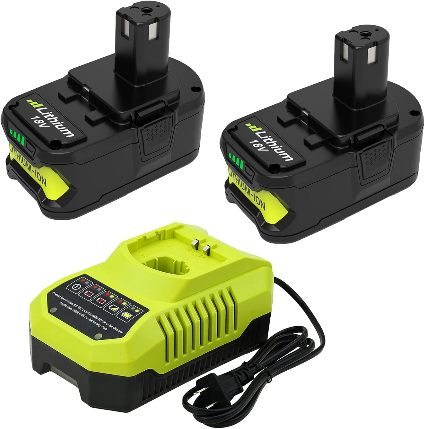 2-Pack 18V 8000mAh P108 Replacement Battery and P117 Charger Compatible ...