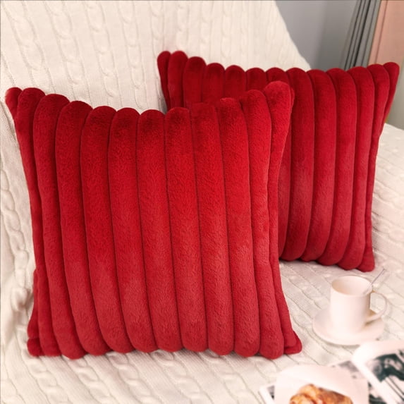 2 Pack 18x18 Pillow Cover Velvet Covers, Faux Fur Square Throw Covers ...