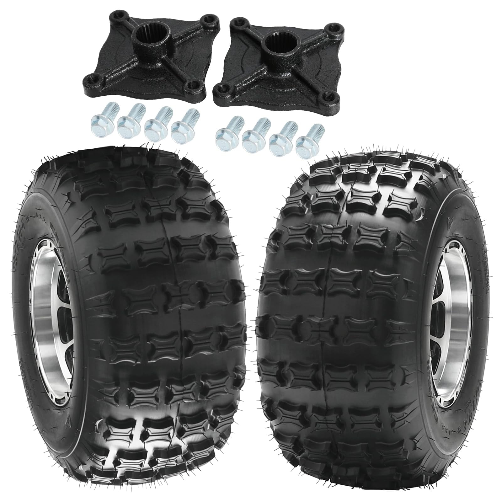 2 Pack 18x9.50-8 ATV UTV Sport Wheel and Tire & 23T Rear Axle Hubs 4PR ...