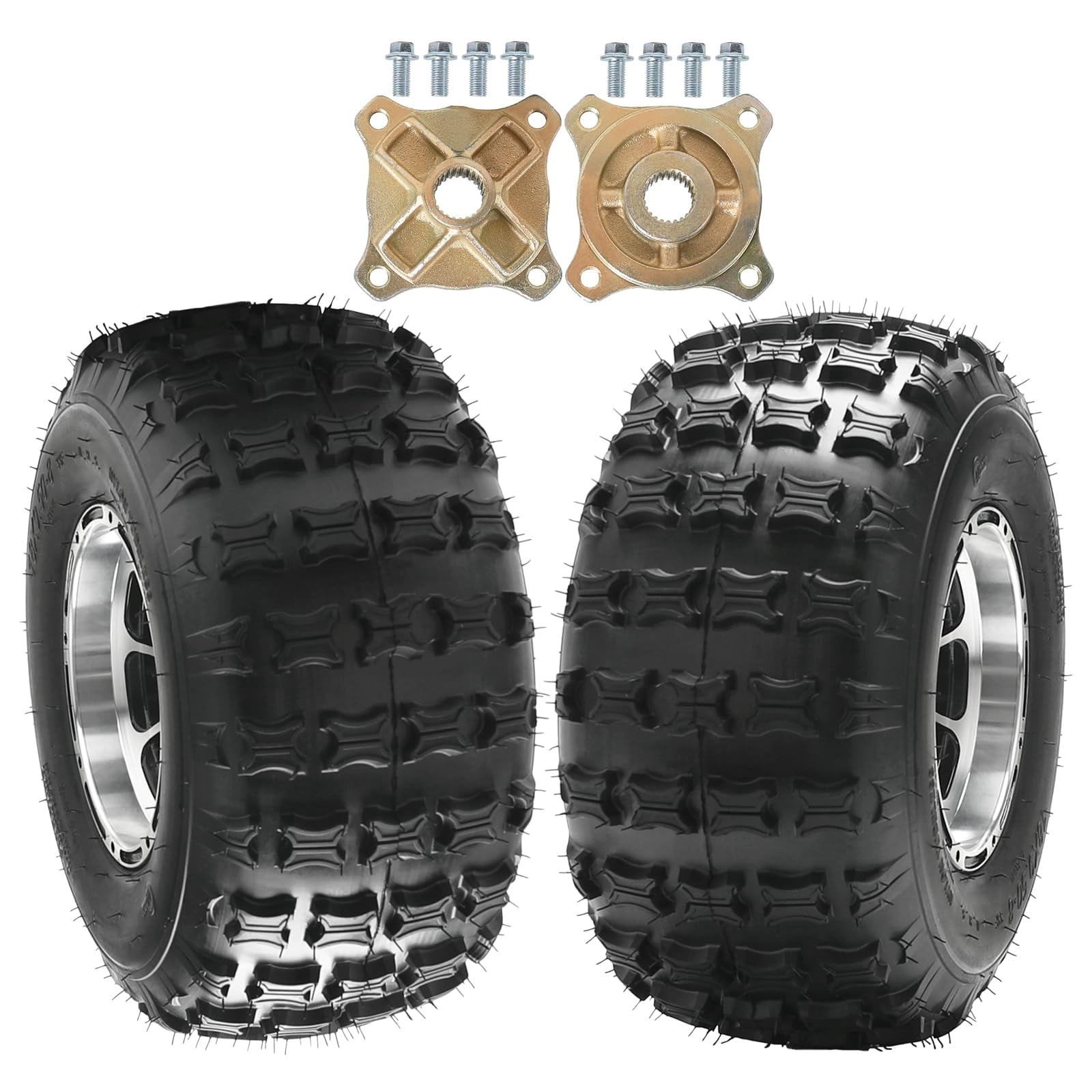 2 Pack 18x9.50-8 ATV UTV Sport Wheel and Tire & 24T Rear Axle Hubs 4PR ...