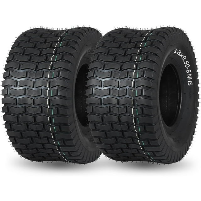 (2 Pack) 18x9.50-8 Lawnmower Tire, 18x9.5-8 Tubeless Tire for Tractor Riding Lawnmowers, 4 Ply ...