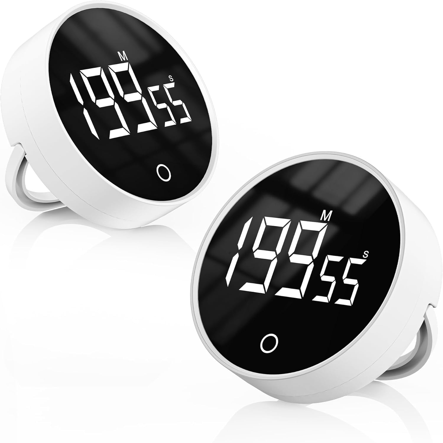 2 Pack 199 Minute Digital Kitchen Timer,Magnetic Visual Timer Large LED Display Positive ...