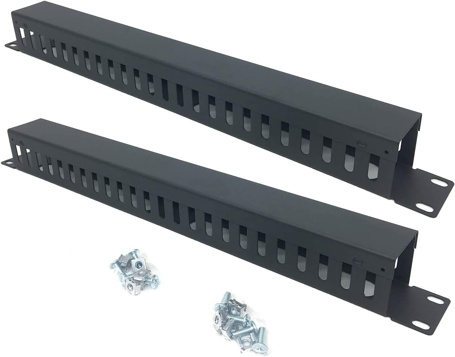 2 Pack 1U 19 Inch Cable Manager Horizontal Rack Mount 24 Slot Metal ...