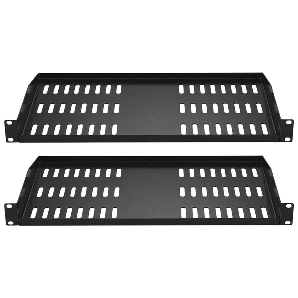 2-Pack 1U Vented Server Rack Shelf - 10 Inch (254mm) Depth Rack Mount ...
