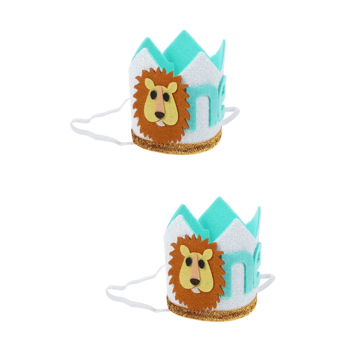 2 Pack 1st Birthday Lion Crown Hat Boy Animal Hair Accessories Party ...