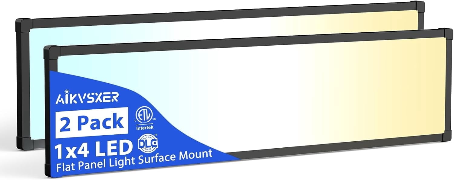 2 Pack 1x4 LED Flat Panel Light – 5500LM Ultra-Bright, Dimmable 30-50W ...