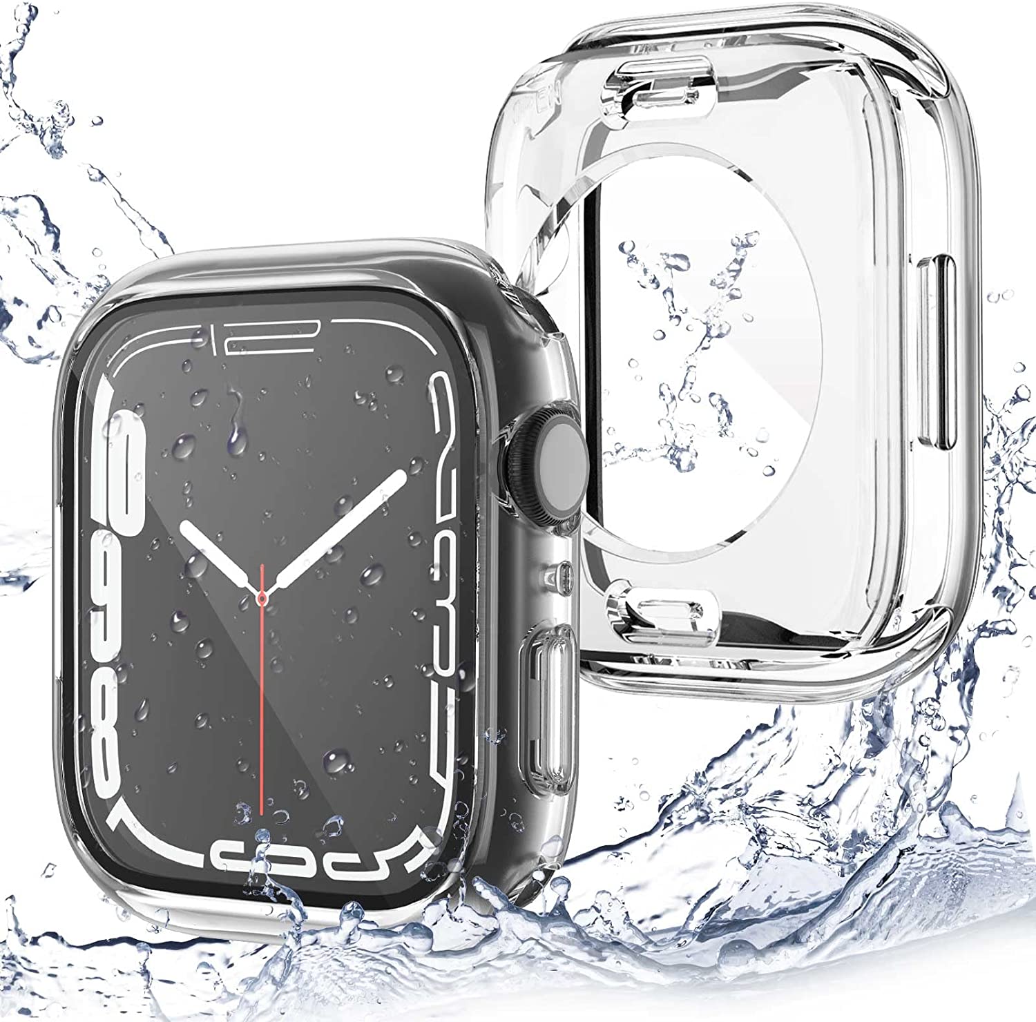 [2 Pack] 2 in 1 Waterproof Case Compatible for Apple Watch Series 8 7 ...