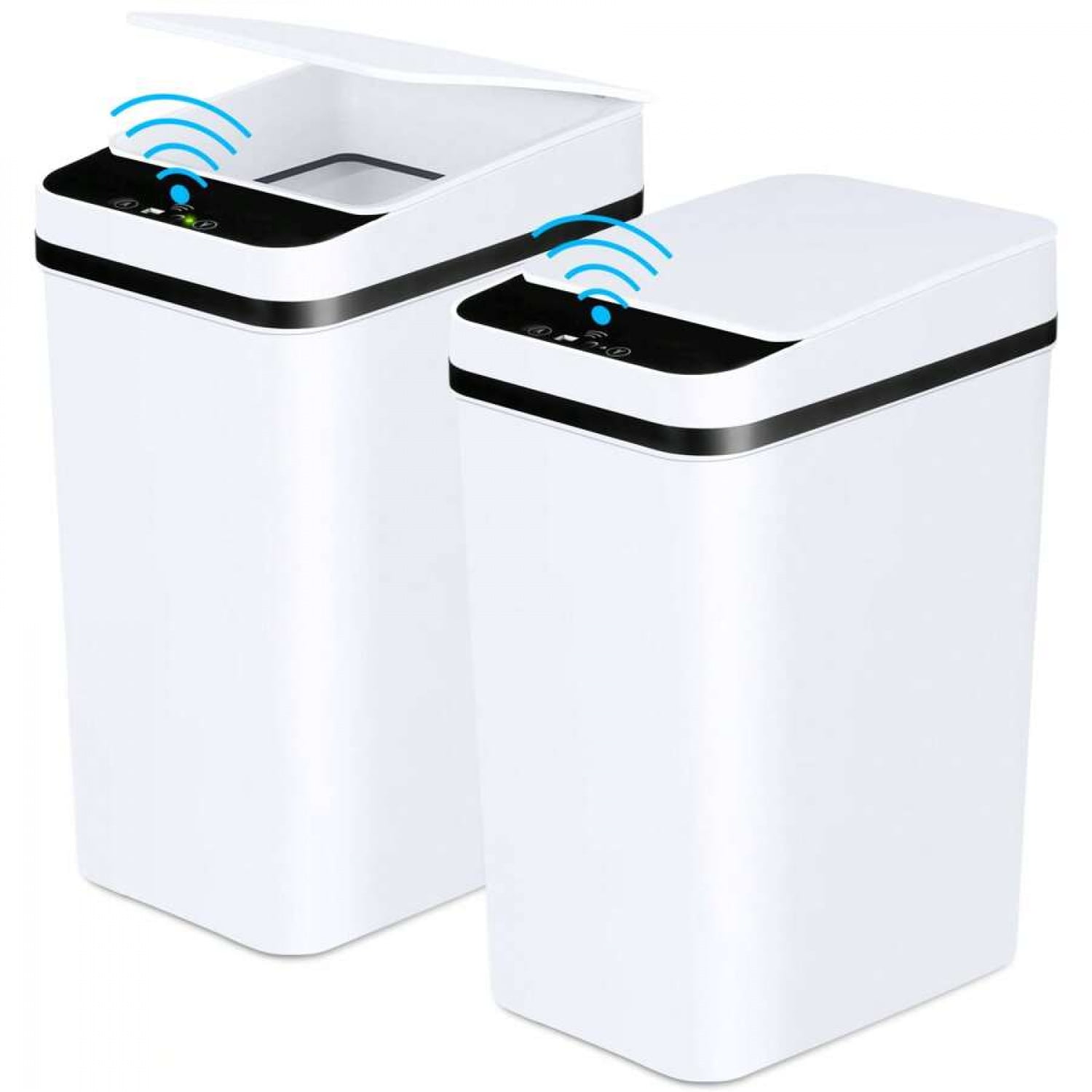 2 Pack 2.2 Gallon Bathroom Trash Cans With Lid Touchless Automatic ...