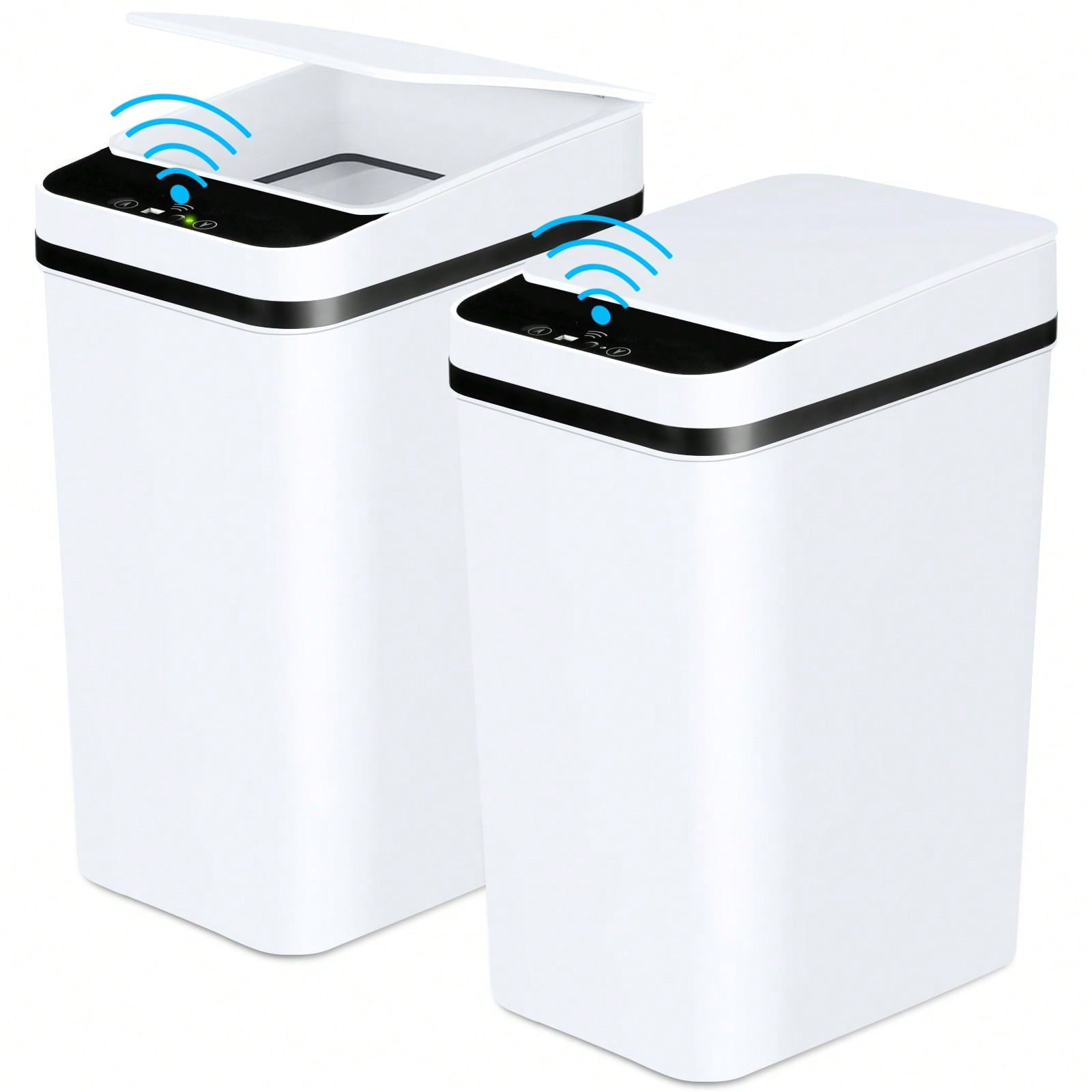 2 Pack 2.2 Gallon Bathroom Trash Cans With Lid Touchless Automatic ...