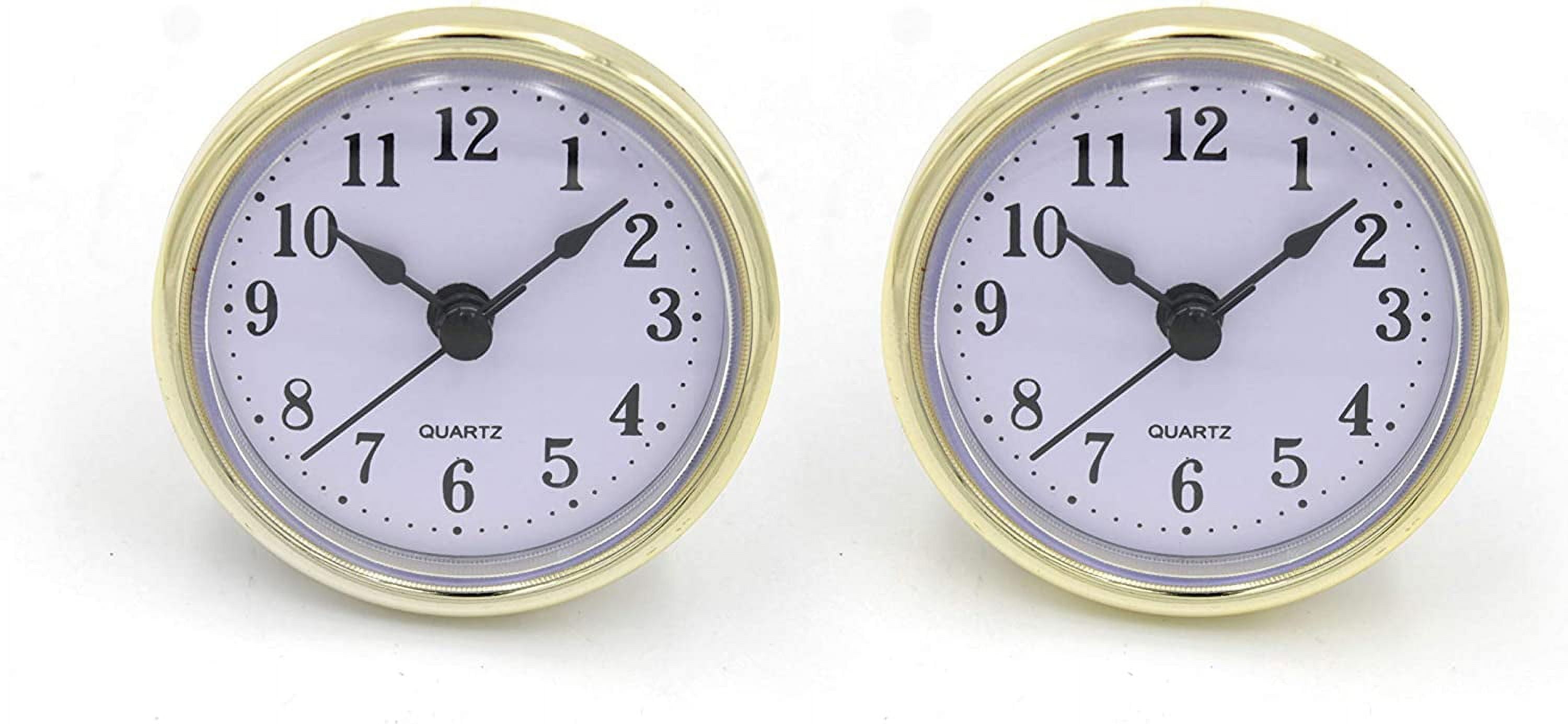 2-Pack 2.5" Craft White Clock Insert with Gold Plastic Rim, Quartz ...
