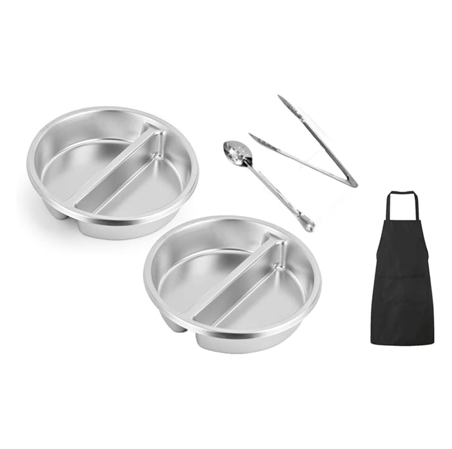 2 Pack 2.5 Inch Deep Round Divided Food Pan for 6 Qt Chafing Dish Anti ...