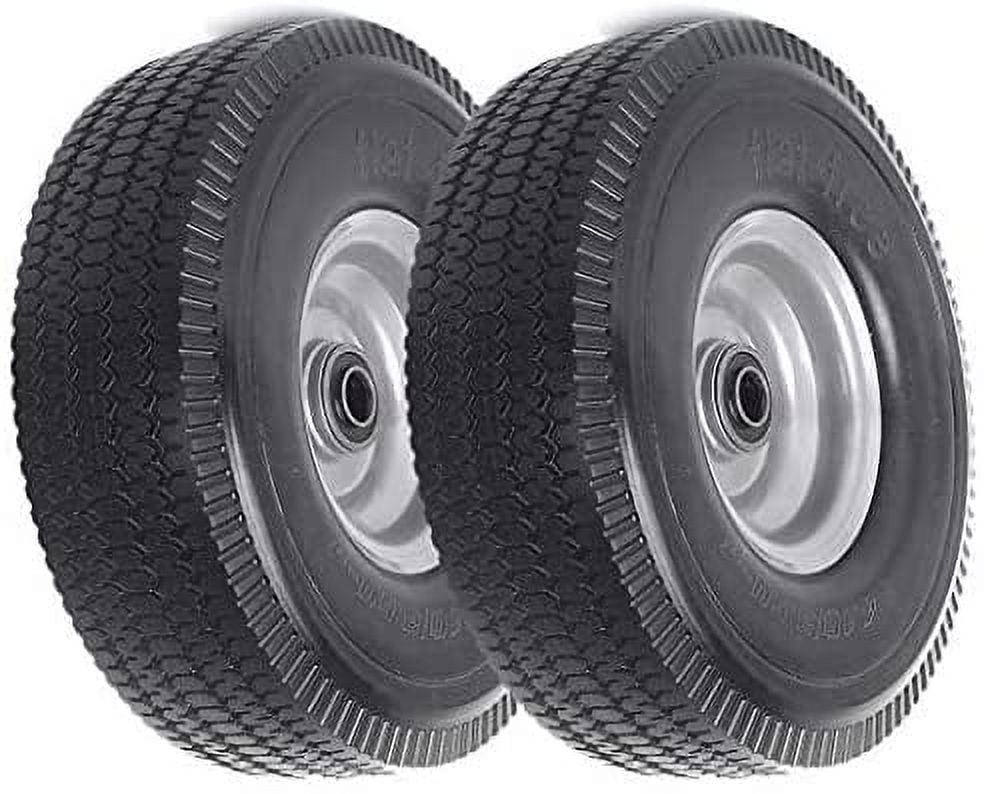 (2-Pack) 2.50-4‚Äù Solid PU Run-Flat Tire Wheel Assemblies, 8‚Äù Flat ...