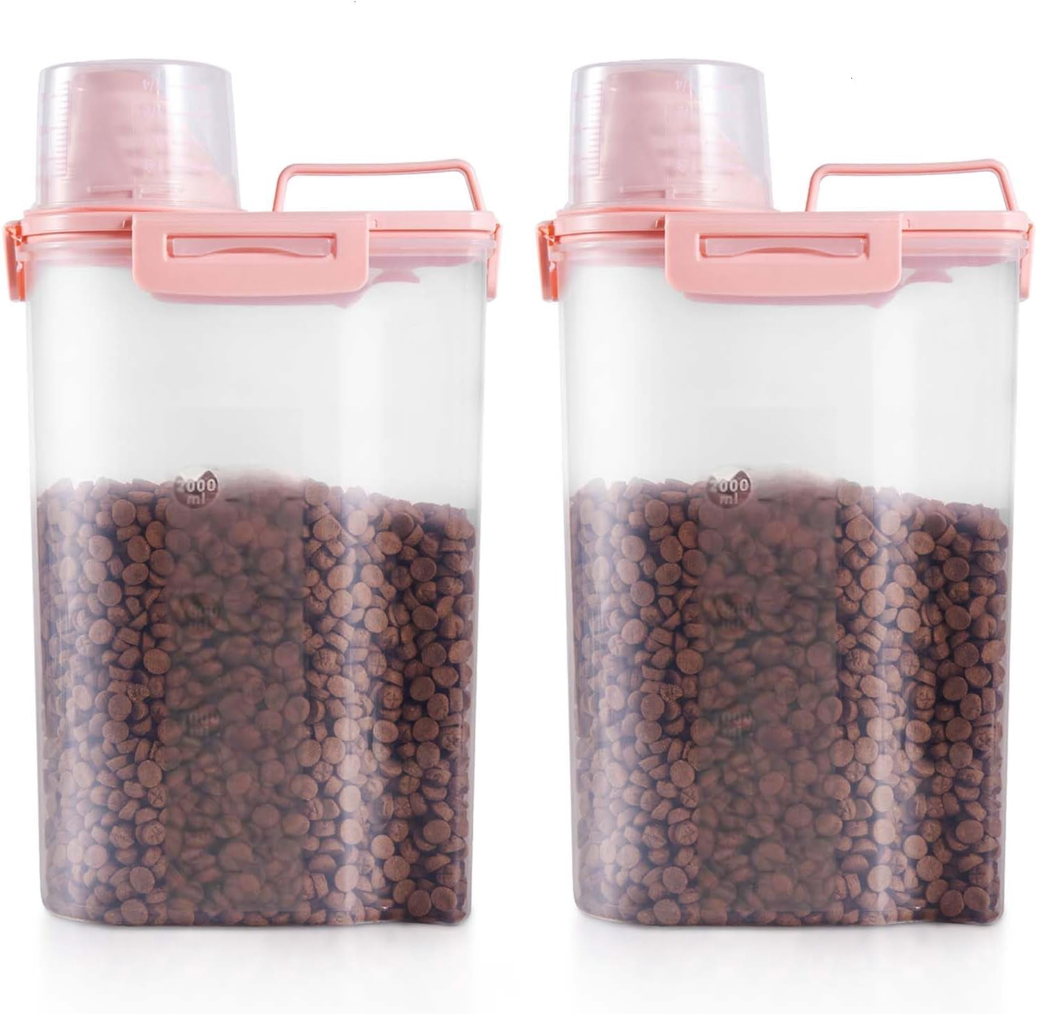 2 Pack 2.5lb Pet Food Storage Container with Measuring Cup, 3L Cat Food ...