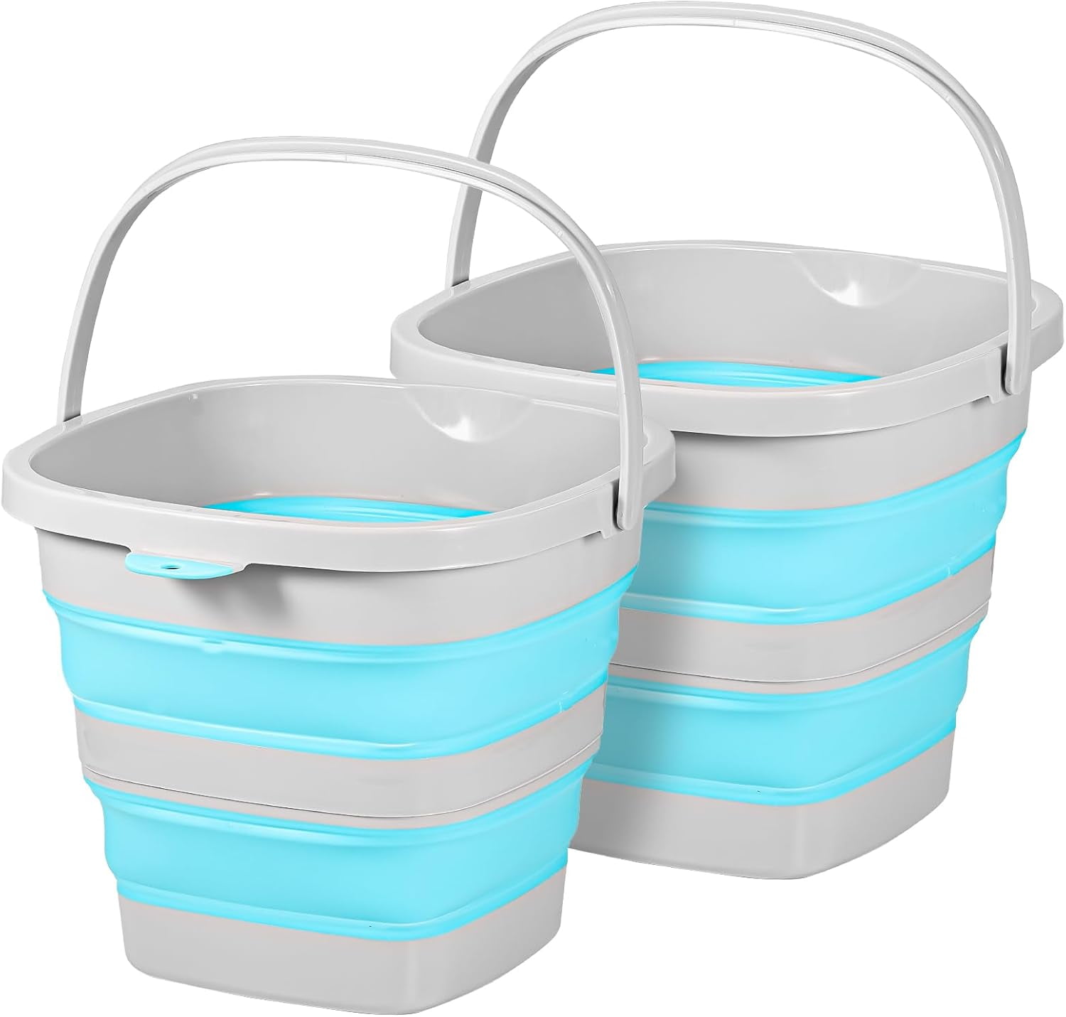 2 Pack 2.6 Gallon(10L) Collapsible Plastic Buckets with Handle Compact ...