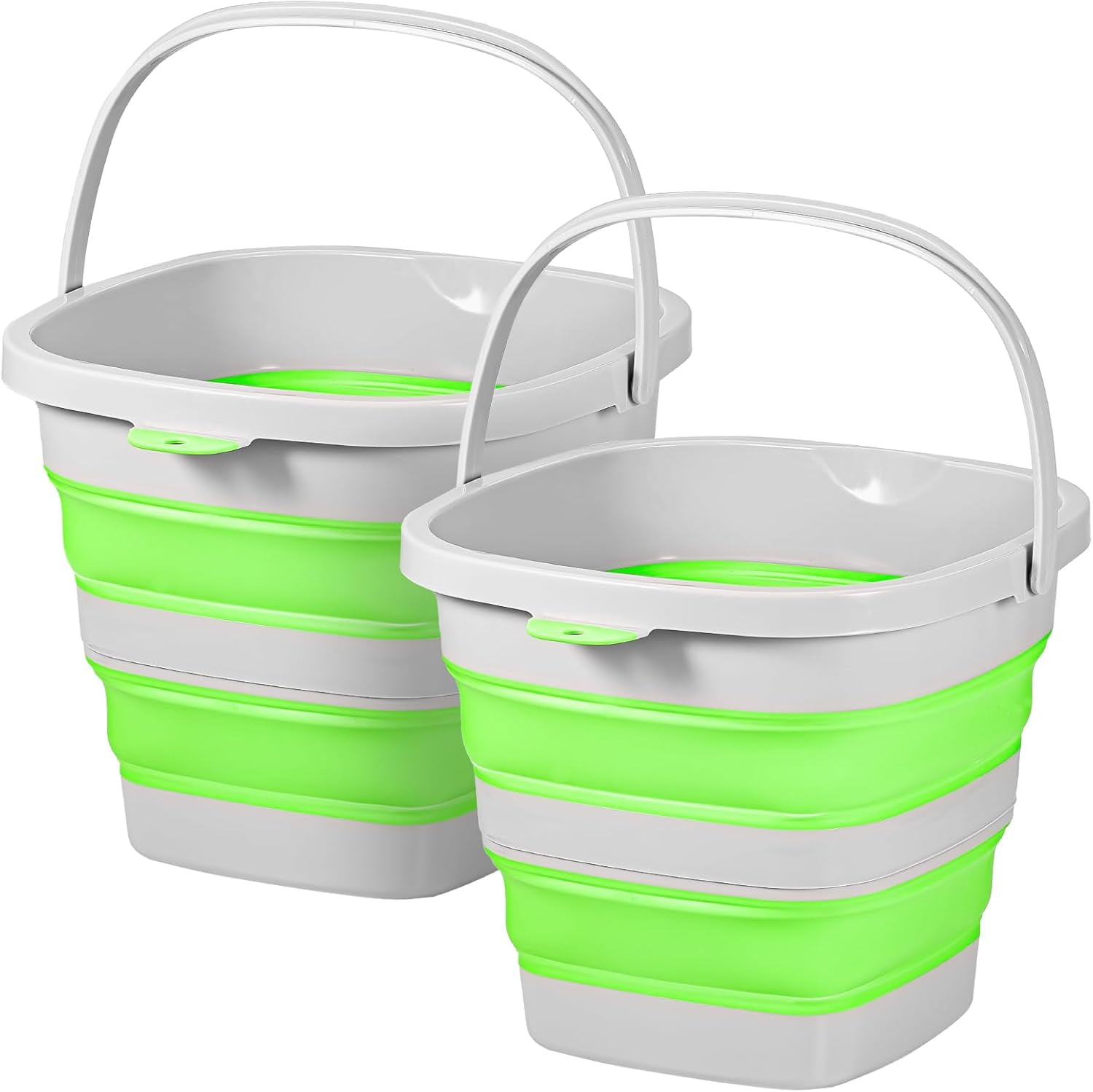 2 Pack 2.6 Gallon(10L) Collapsible Plastic Buckets with Handle Compact ...