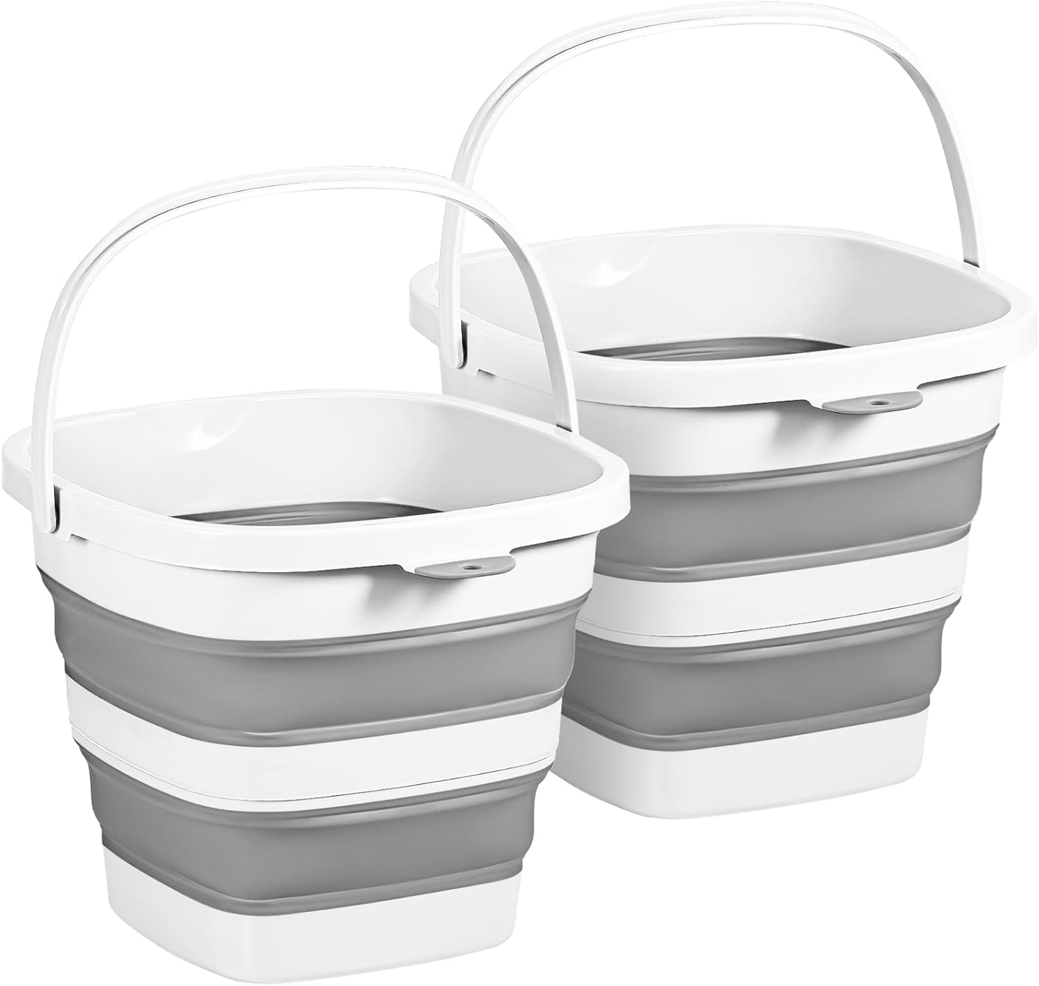 2 Pack 2.6 Gallon(10L) Collapsible Plastic Buckets with Handle Compact ...