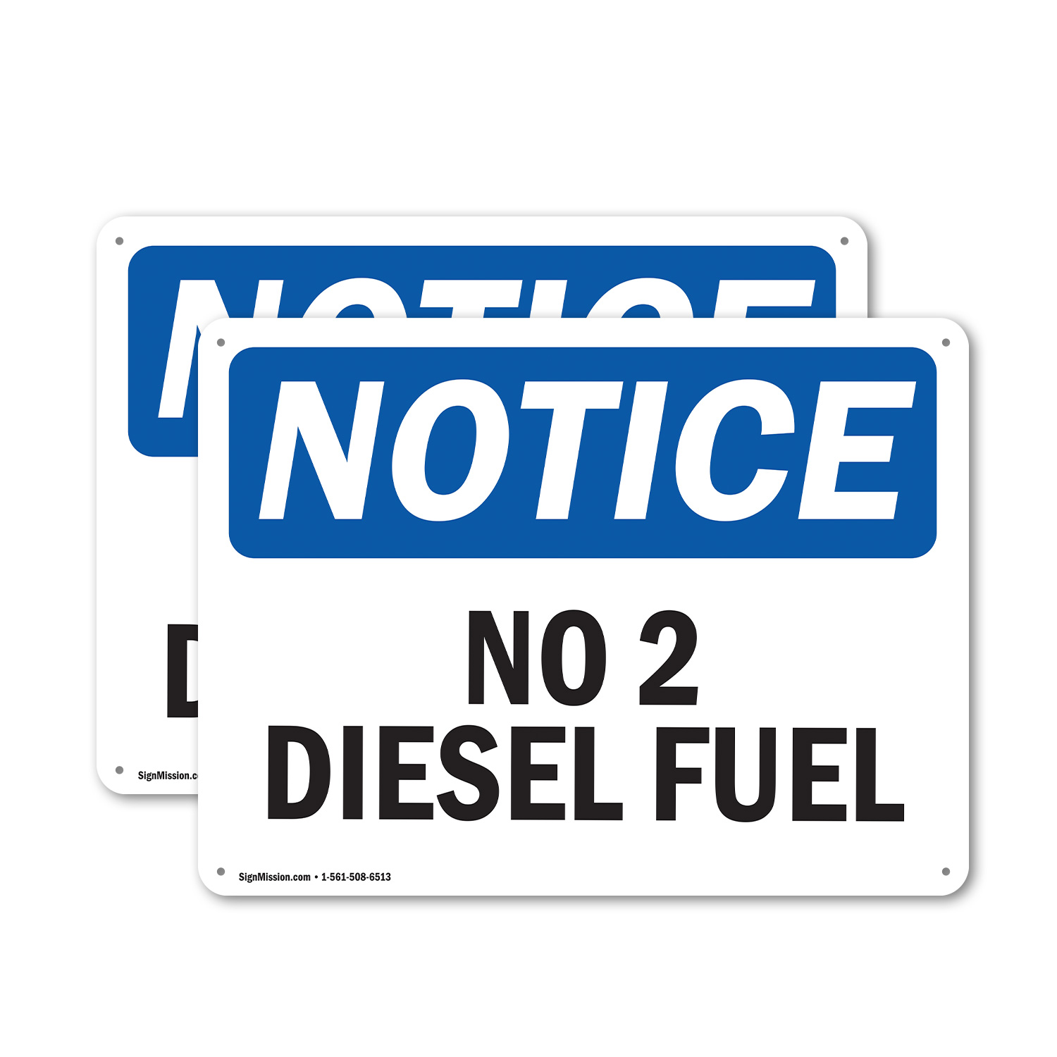 (2 Pack) No 2 Diesel Fuel OSHA Notice Sign 14 Inch X 10 Inch Plastic ...