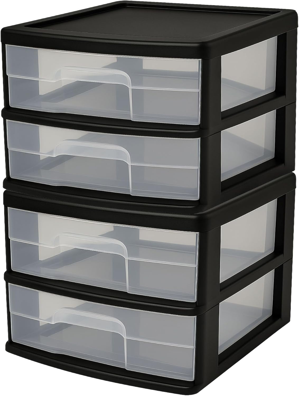 2-Pack 2-Drawer Storage Cart, Clear Plastic Drawers, 14.25" Wide Medium ...