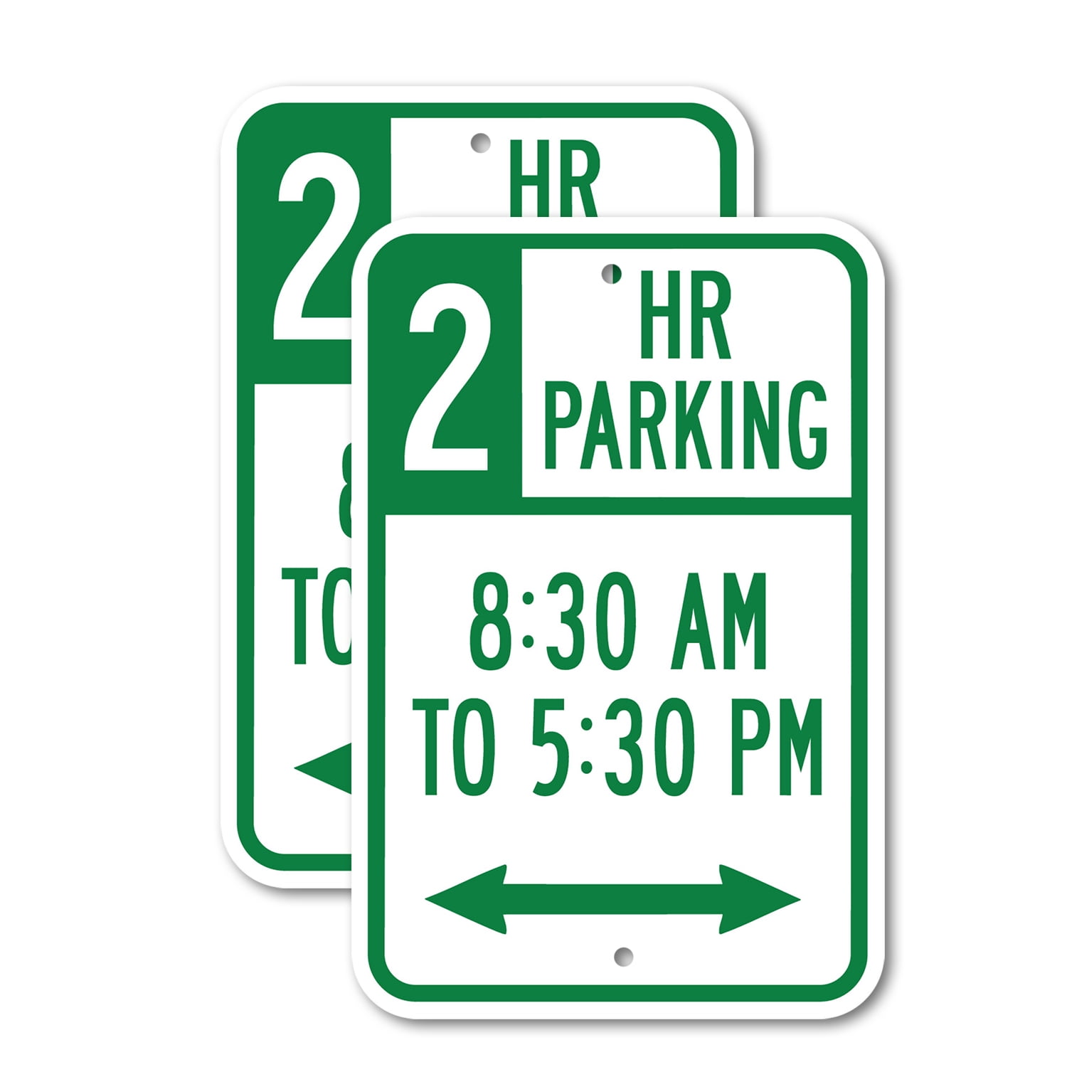 (2 Pack) 2 Hour Parking 8:30 AM To 5:30 PM with double arrow | 18" X 24 ...